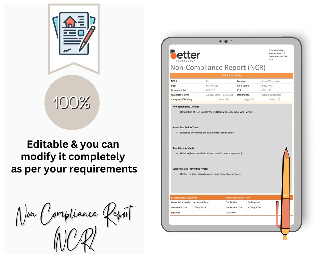 NCR - Non Compliance Report - NCR Report - Non Compliance Report Form ...