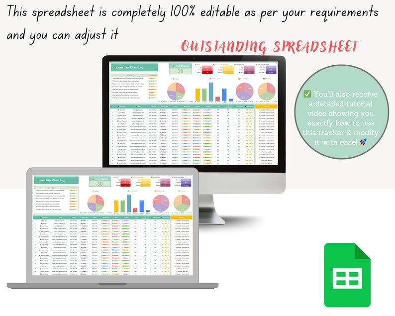 Lawn Care Client Tracker - Lawn Care Client Log - Lawn Care Template ...
