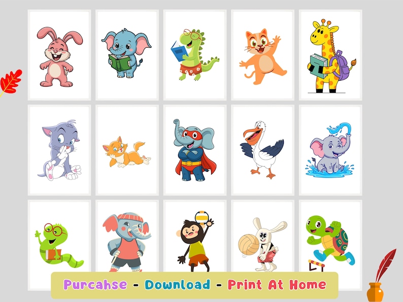 Children's Book Character Gallery Wall Poster Bundle, Printable ...