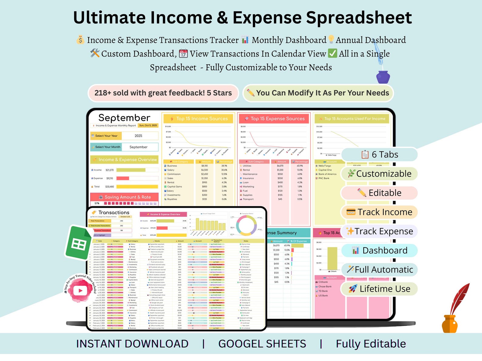 Income and Expense Tracker Spreadsheet - Income and Expense Spreadsheet ...
