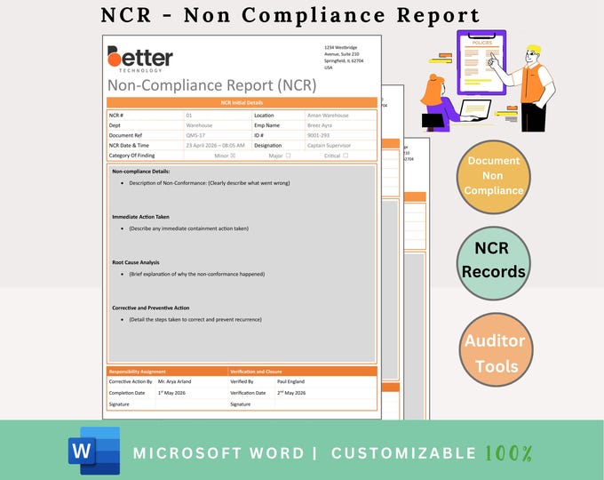 NCR - Non Compliance Report - NCR Report - Non Compliance Report Form ...