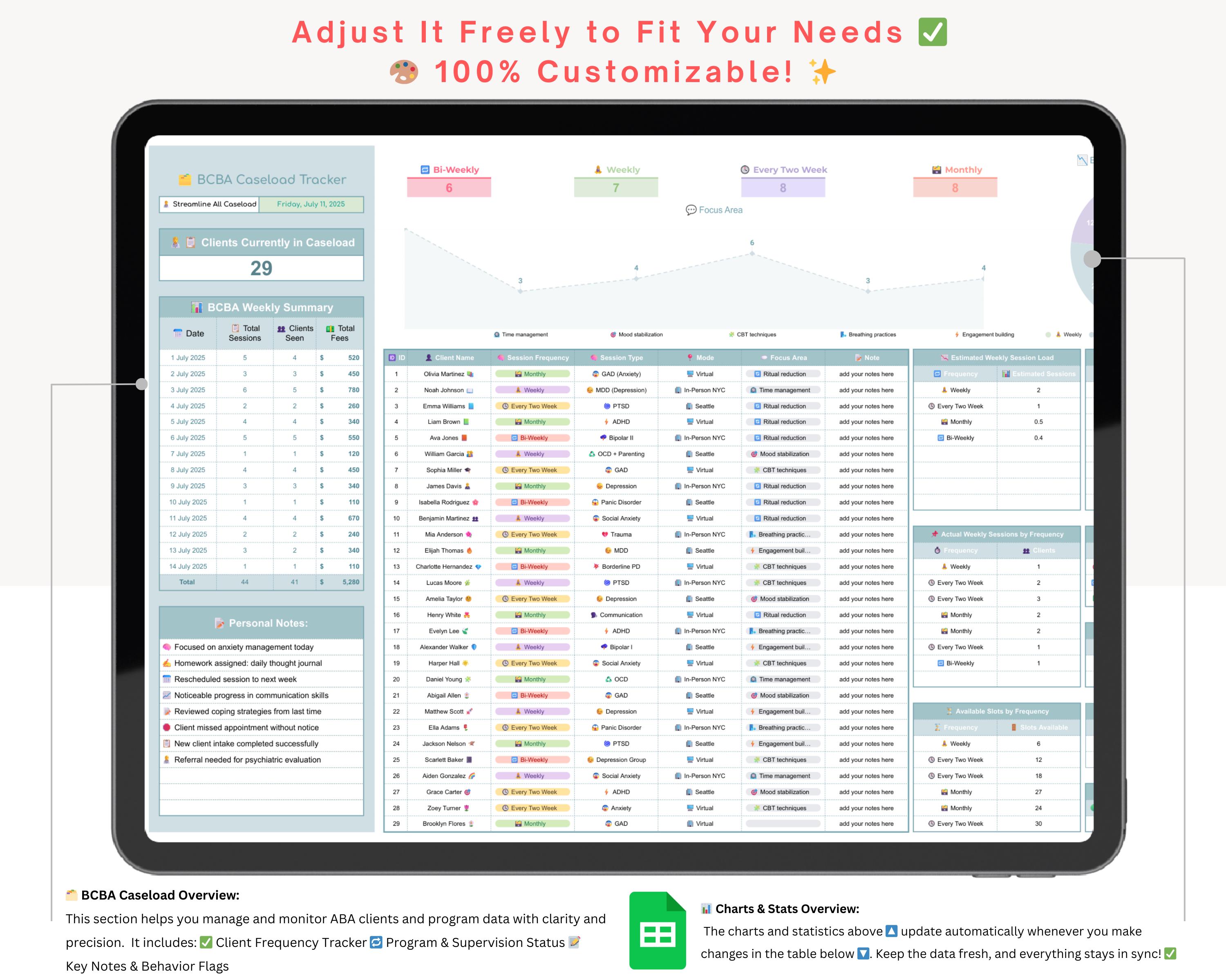 BCBA Caseload Tracker - Caseload Tracker - Bcba Caseload - Caseload ...