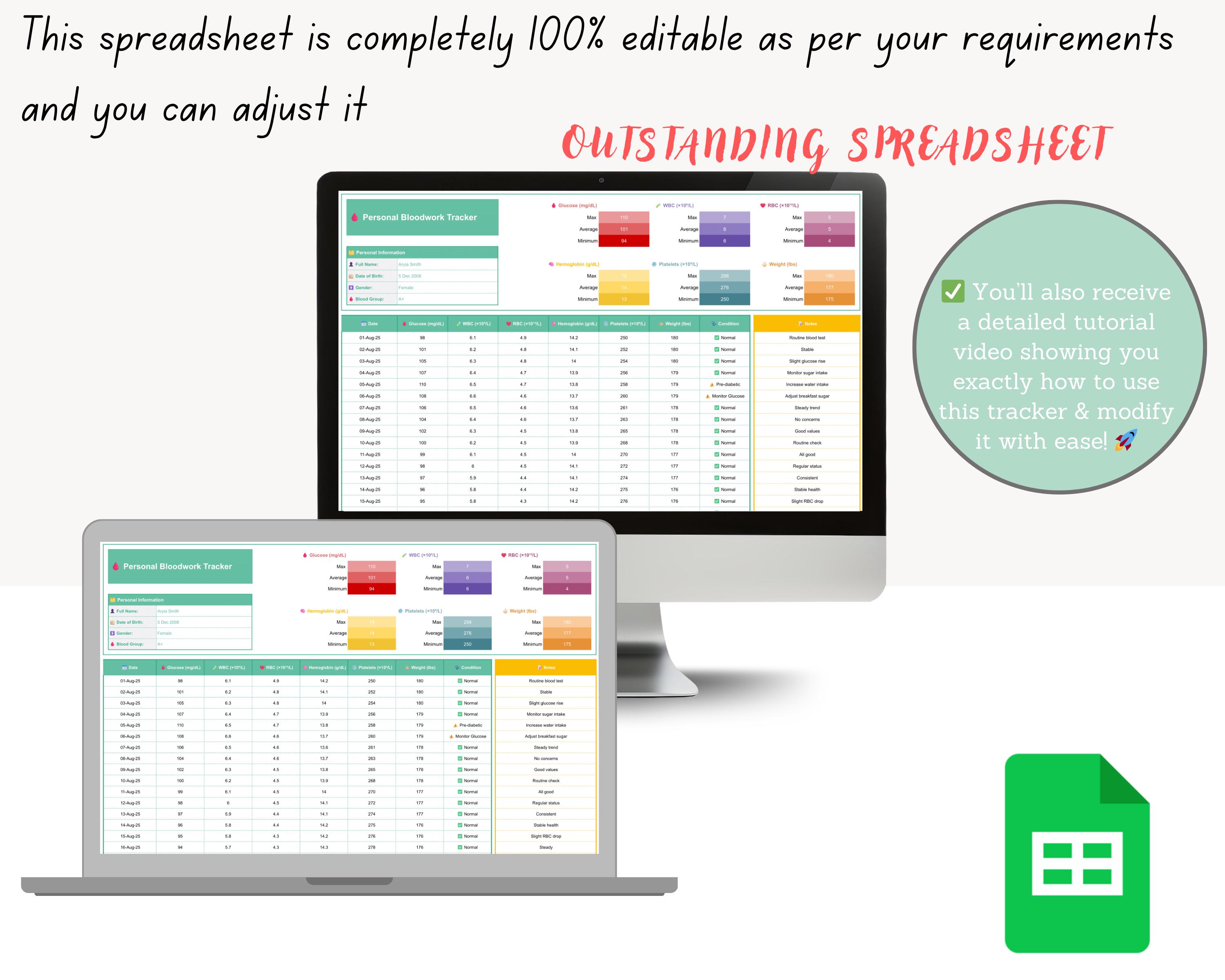 Blood Work Tracker - Chronic Illness - Blood Test Sheet - Blood Test ...