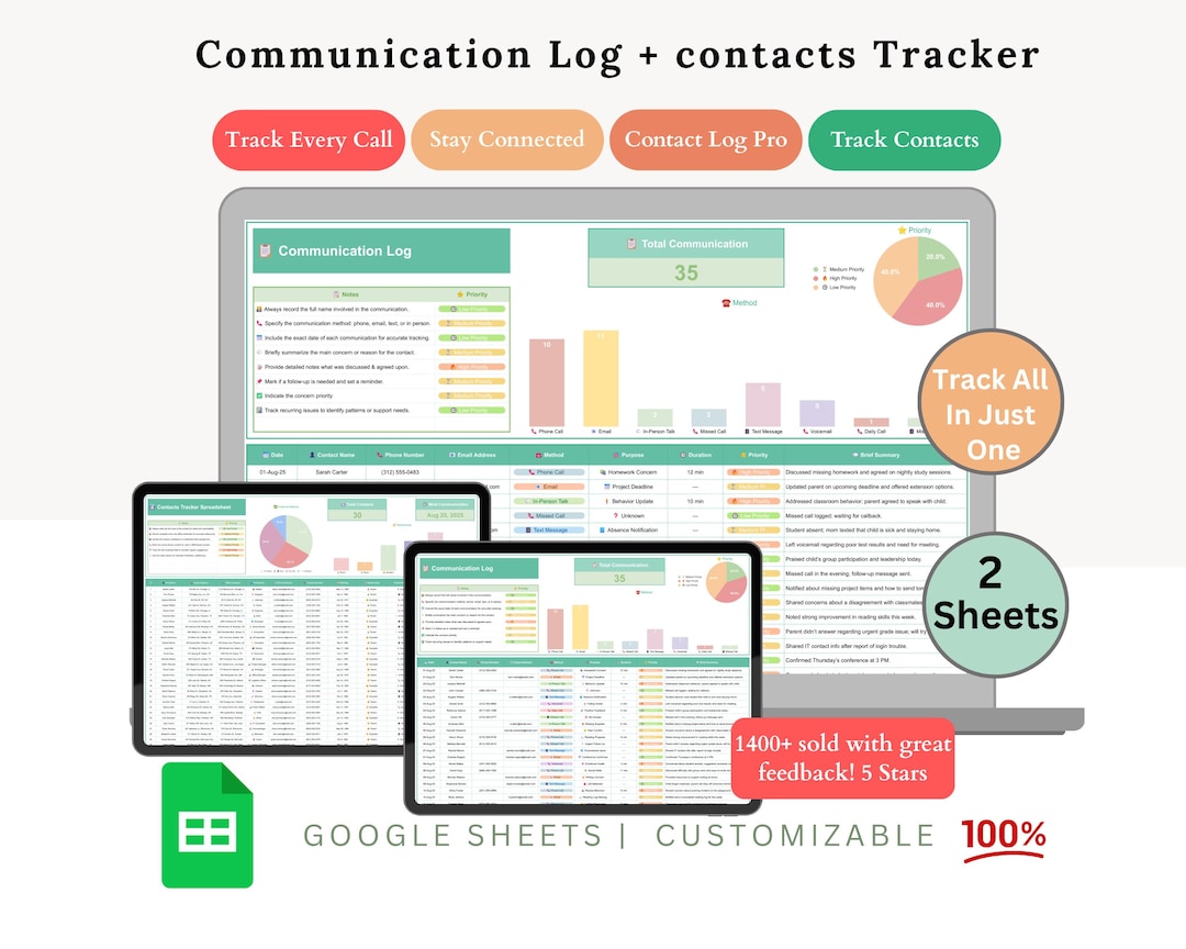 Communication Log - Contact Tracker - Communication Log Daily ...