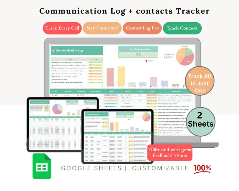 Communication Log - Contact Tracker - Communication Log Daily ...