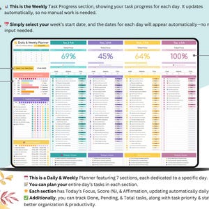 Daily Planner Google Sheets - Weekly Planner Digital Planner - Daily ...