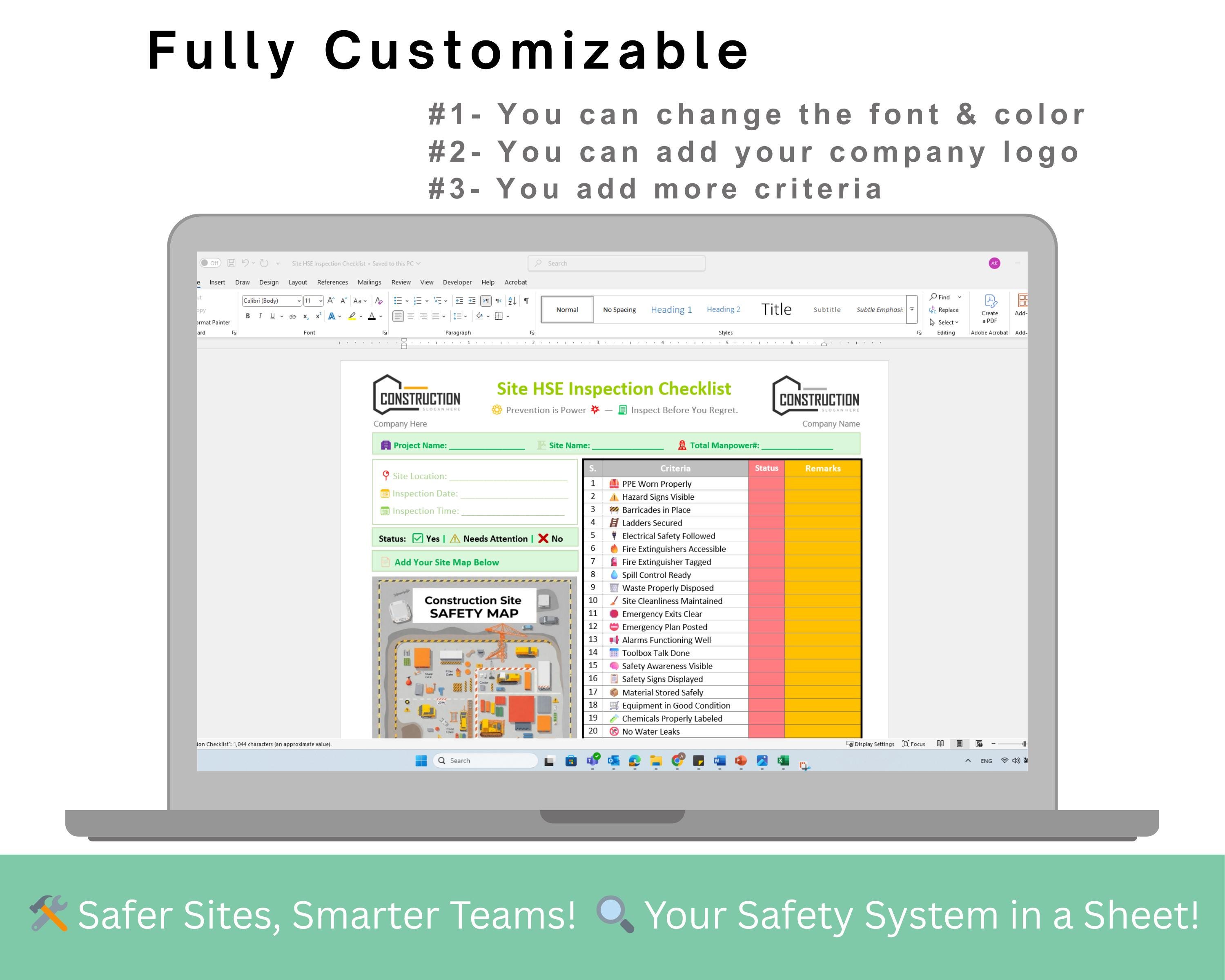 Site HSE Inspection Checklist - Site Inspection - Construction Safety ...