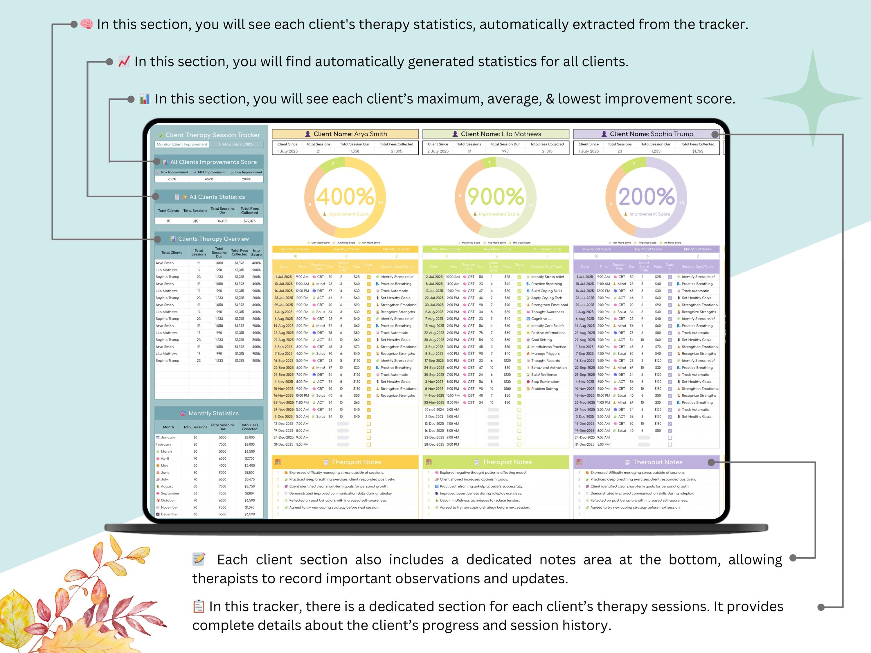 Therapist Session Tracker - Therapy Client Tracker - Therapist Tracker ...