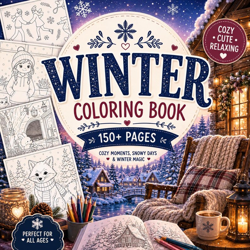 150+ Winter Coloring Pages Winter Coloring Cozy Coloring Pages Coloring ...
