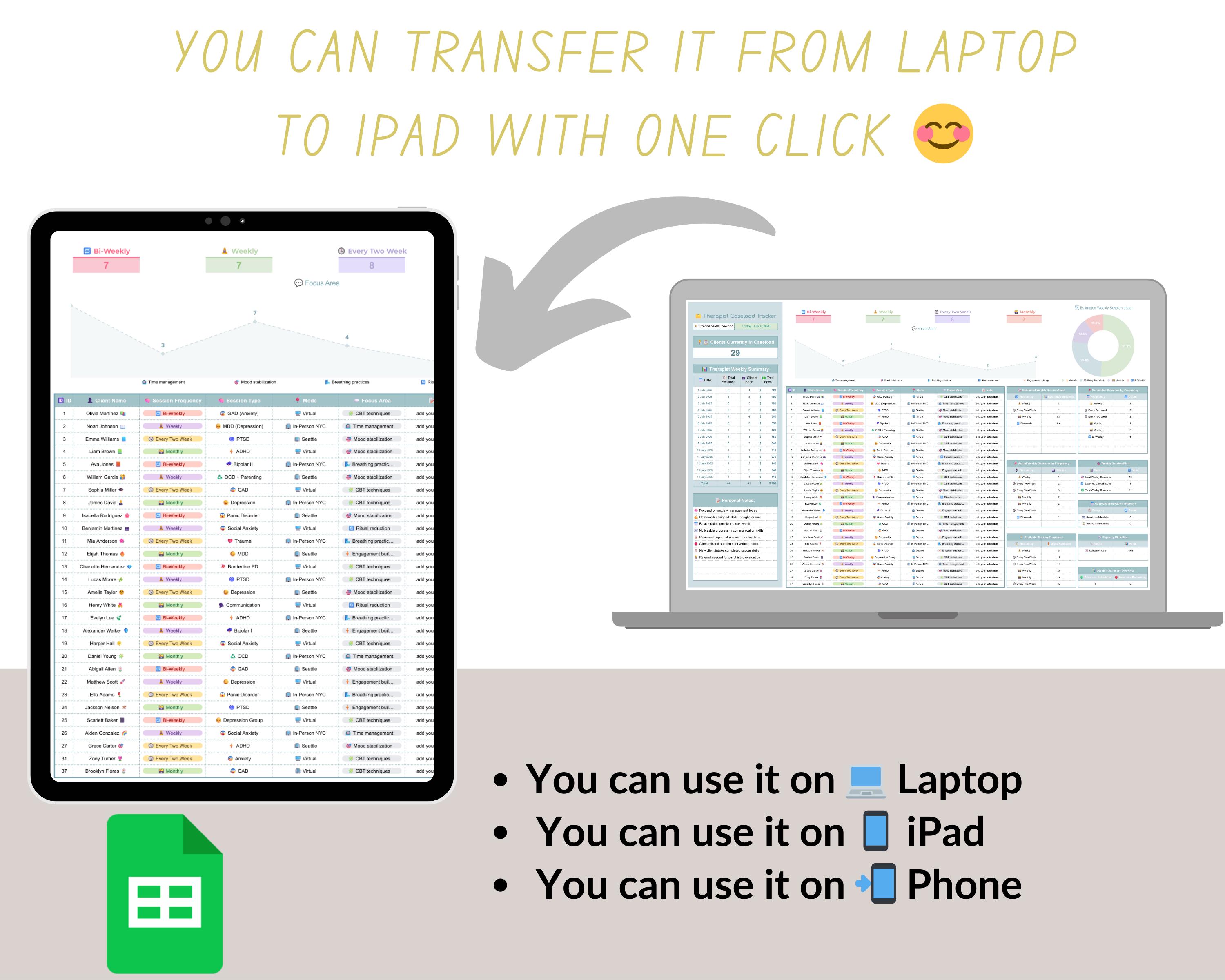 Therapist Caseload Tracker - Caseload Tracker - Caseload Planner ...