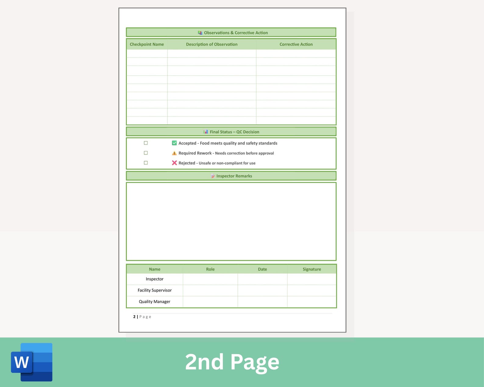 Food Quality Checklist - Food Quality Control - Food Quality Inspection ...