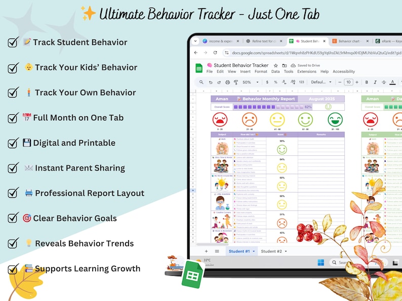 Behavior Tracker - Student Behavior Tracker - Behavior Chart - Behavior ...