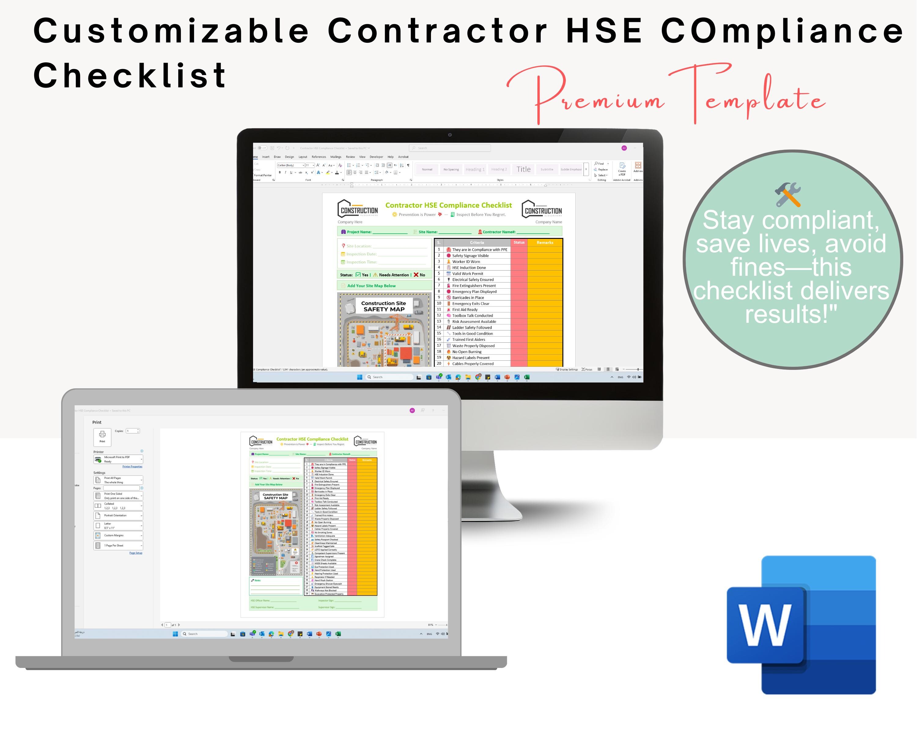 Contractor HSE Compliance Checklist - Safety Compliance - Health and ...