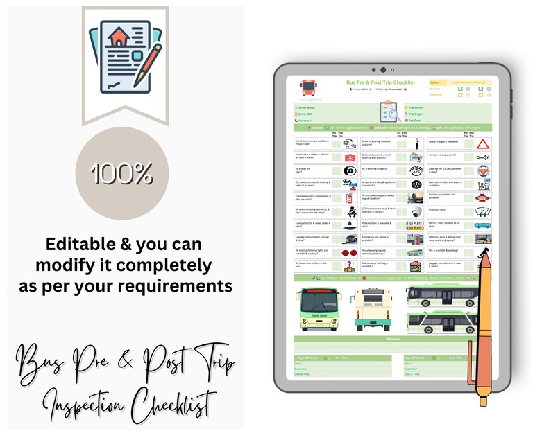 Bus Pre Trip Inspection Checklist - Bus Inspection Checklist - Bus ...