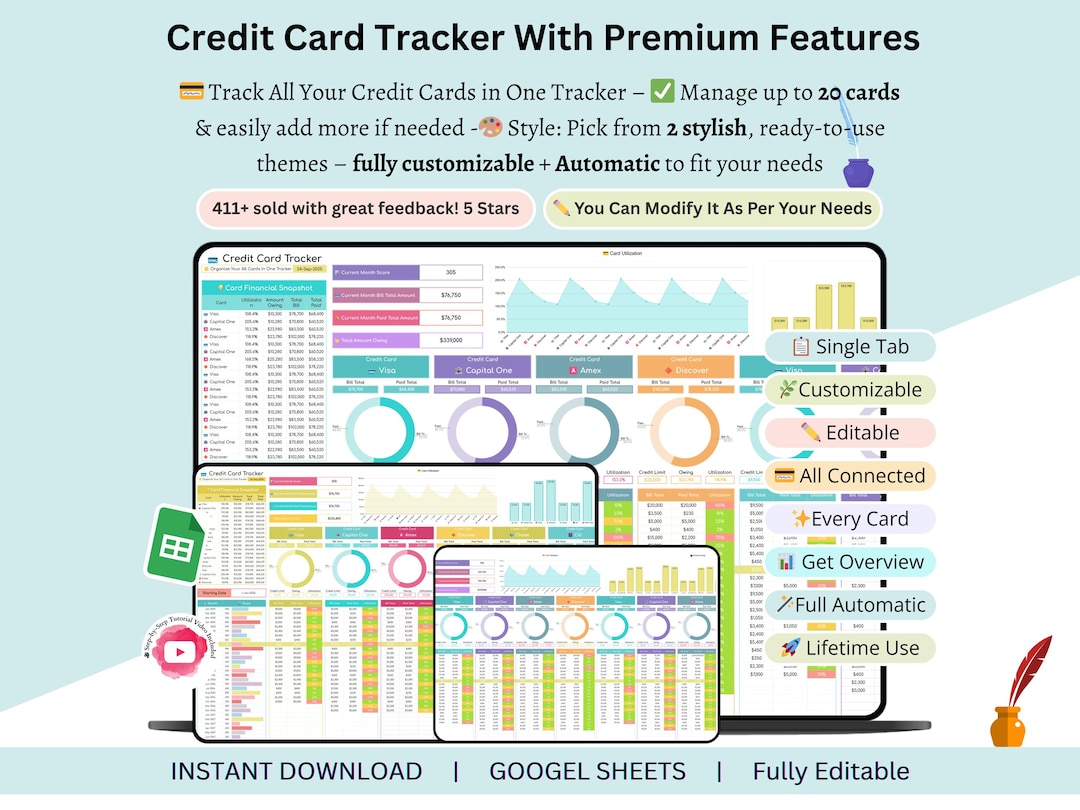 Credit Cards Tracker - Credit Score Tracker - Credit Card Utilization ...