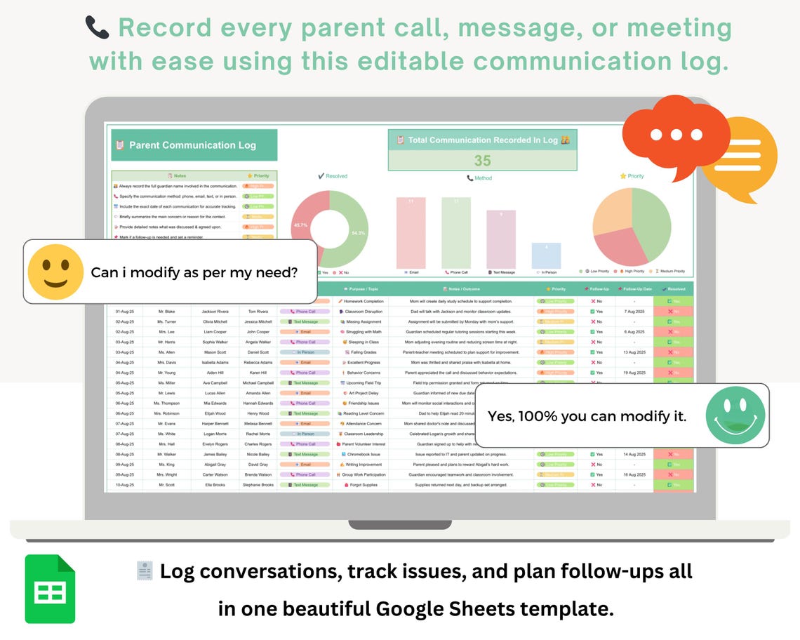 Parent Communication Log - Parent Communication - Parent Communication ...