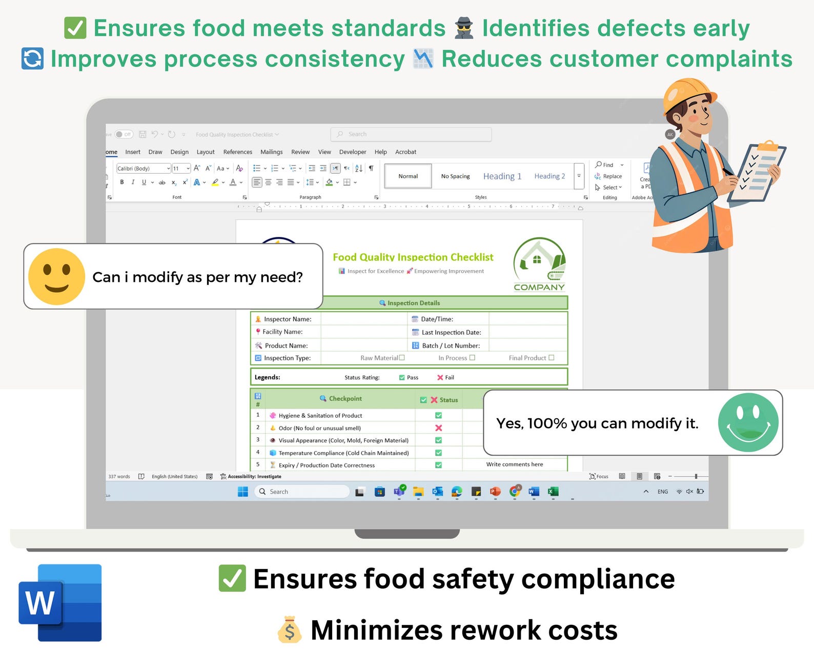 Food Quality Checklist - Food Quality Control - Food Quality Inspection ...