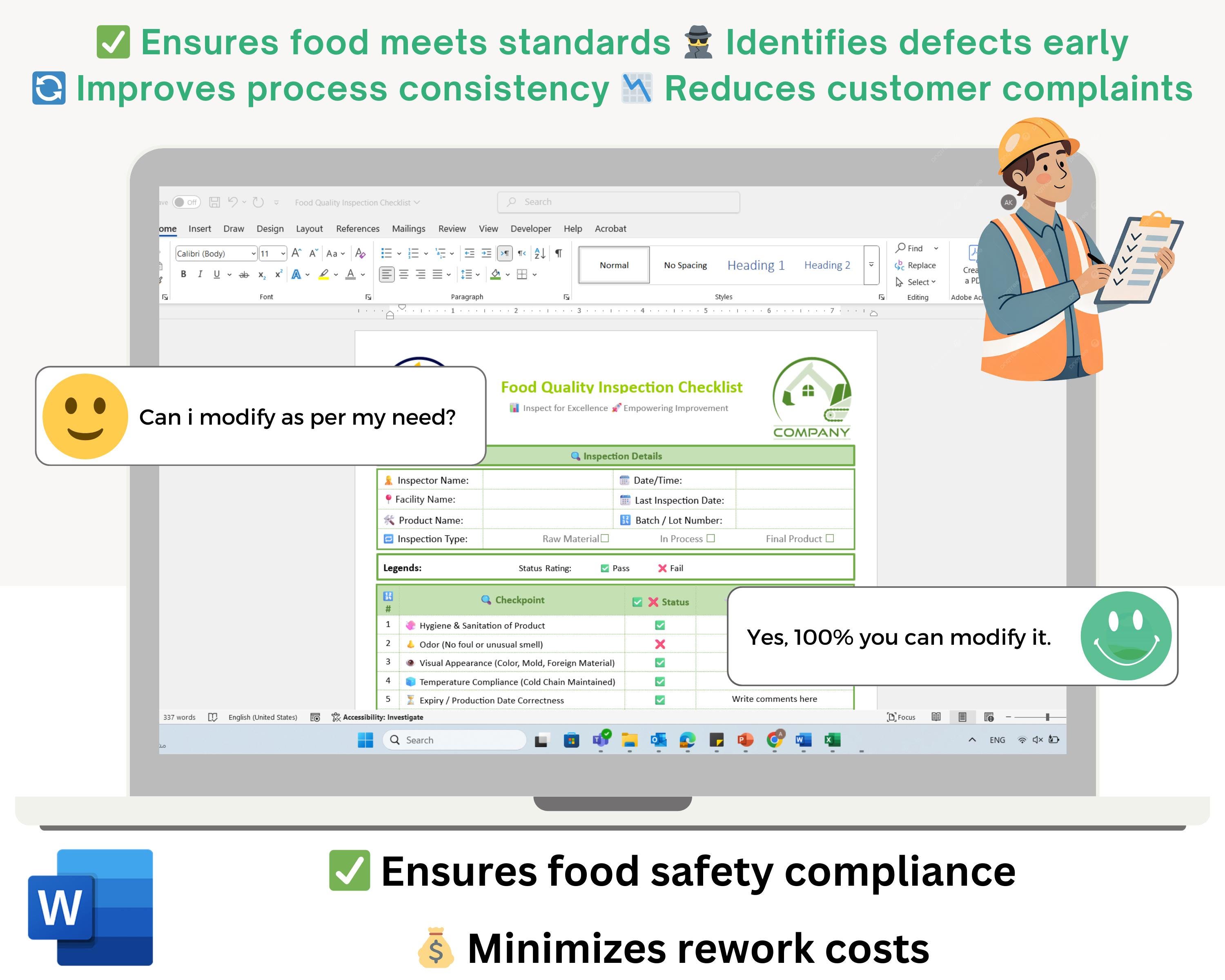 Food Quality Checklist - Food Quality Control - Food Quality Inspection ...