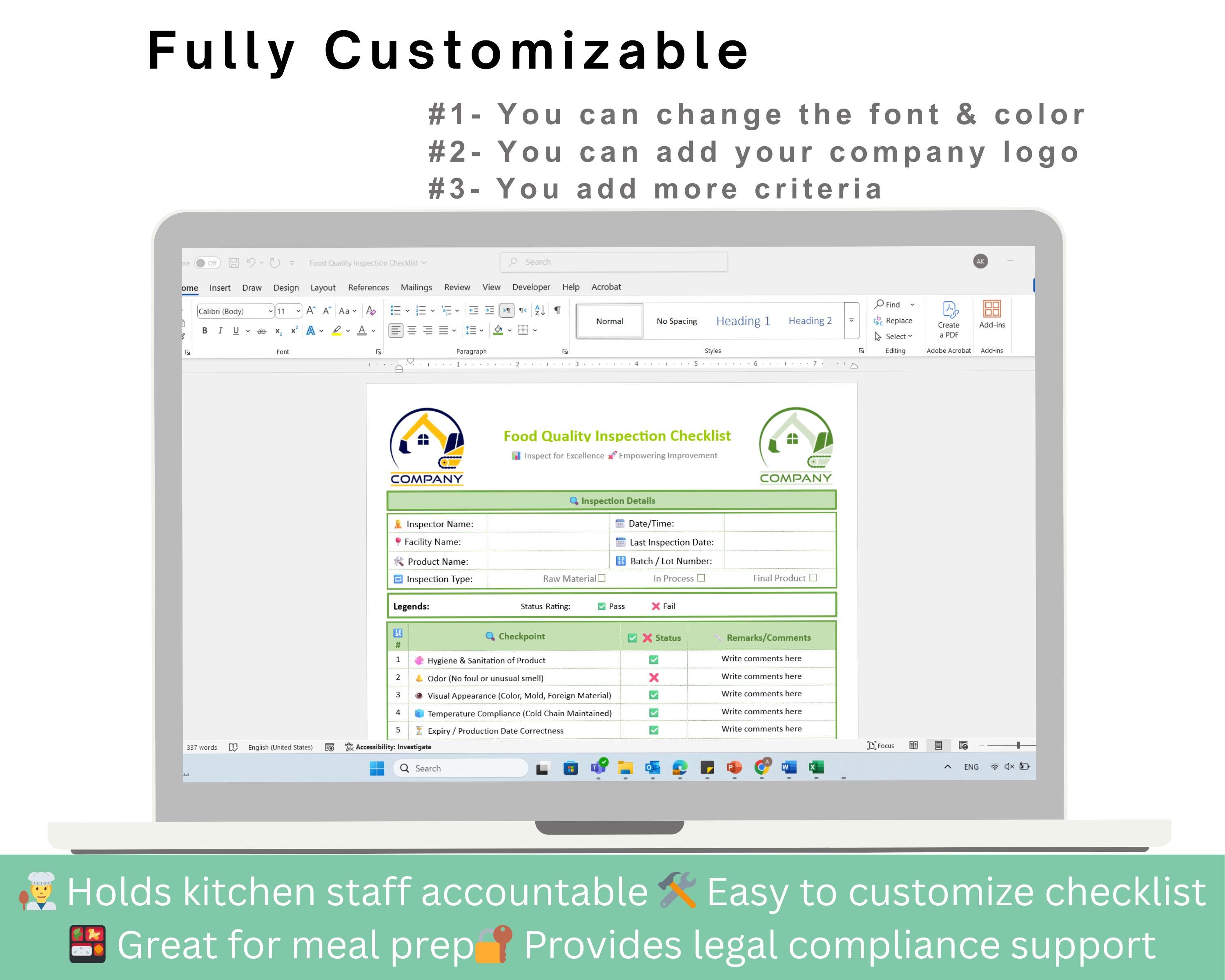 Food Quality Checklist - Food Quality Control - Food Quality Inspection ...