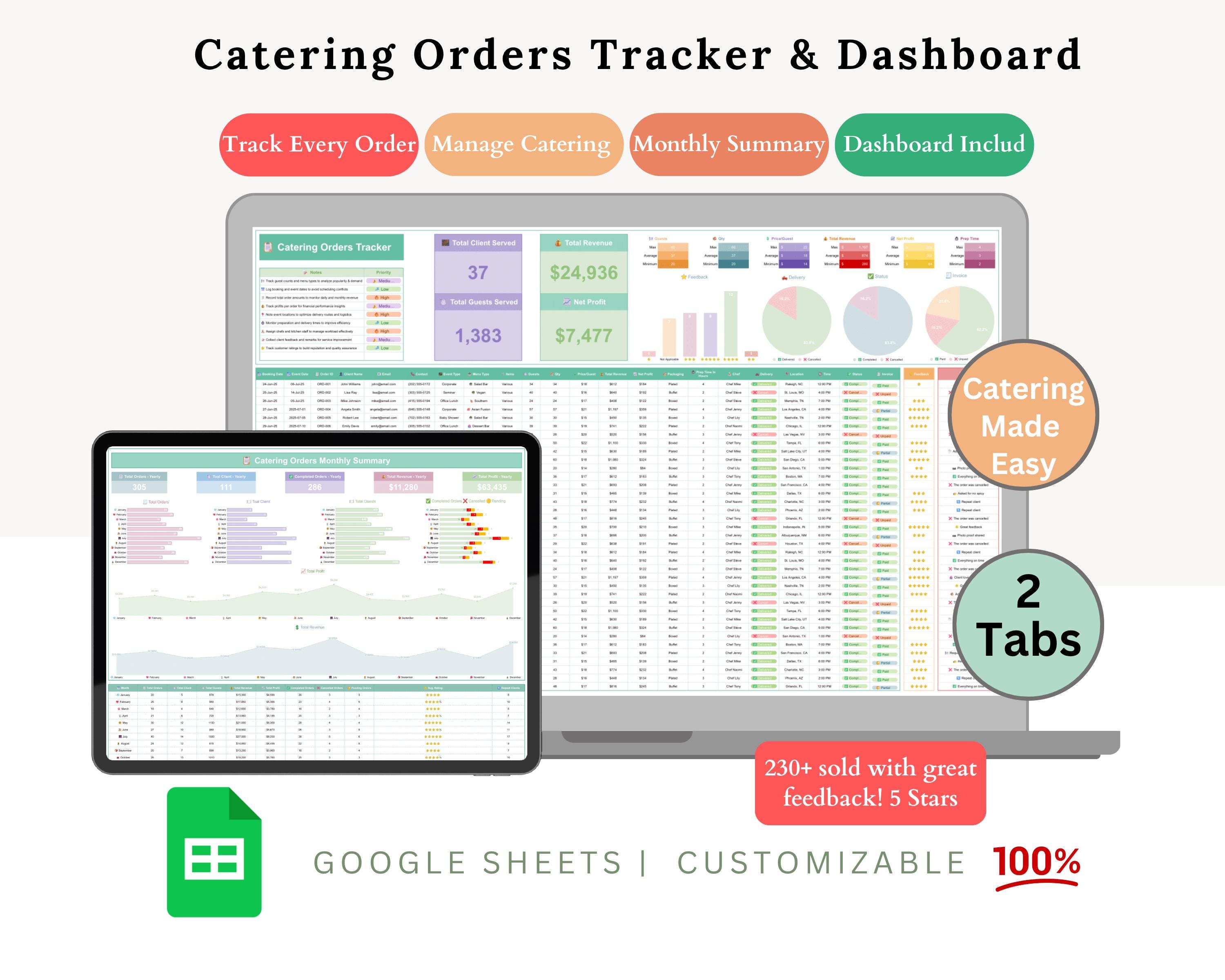 Catering Spreadsheet - Catering - Catering Planner - Catering Template ...