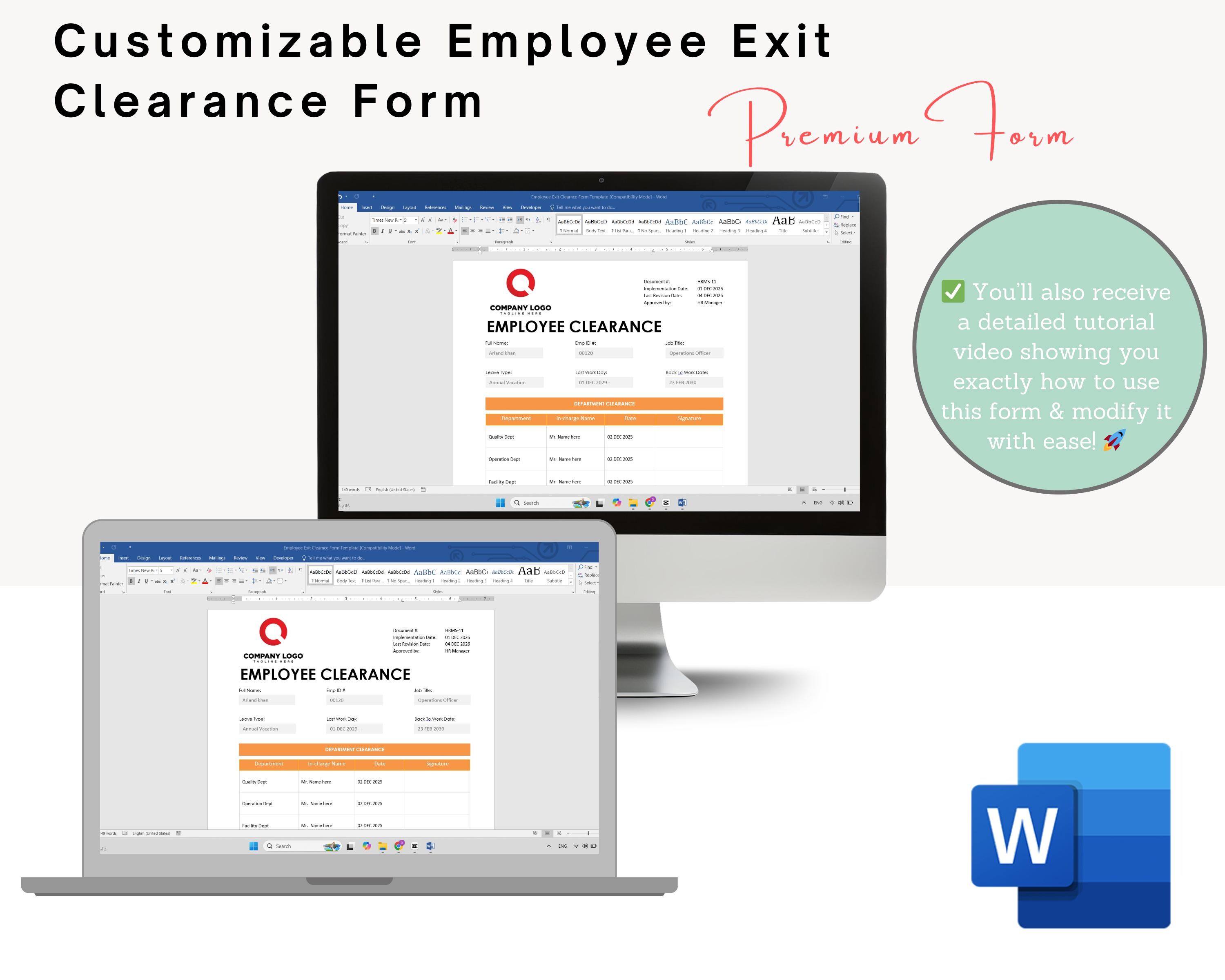 Employee Exit Clearance Form - Employee Clearance Form - Human ...