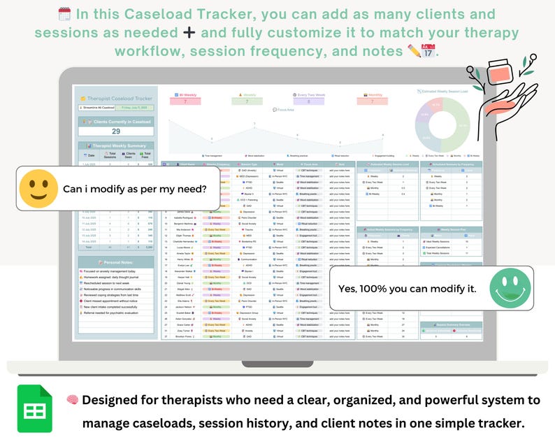 Therapist Caseload Tracker - Caseload Tracker - Caseload Planner ...