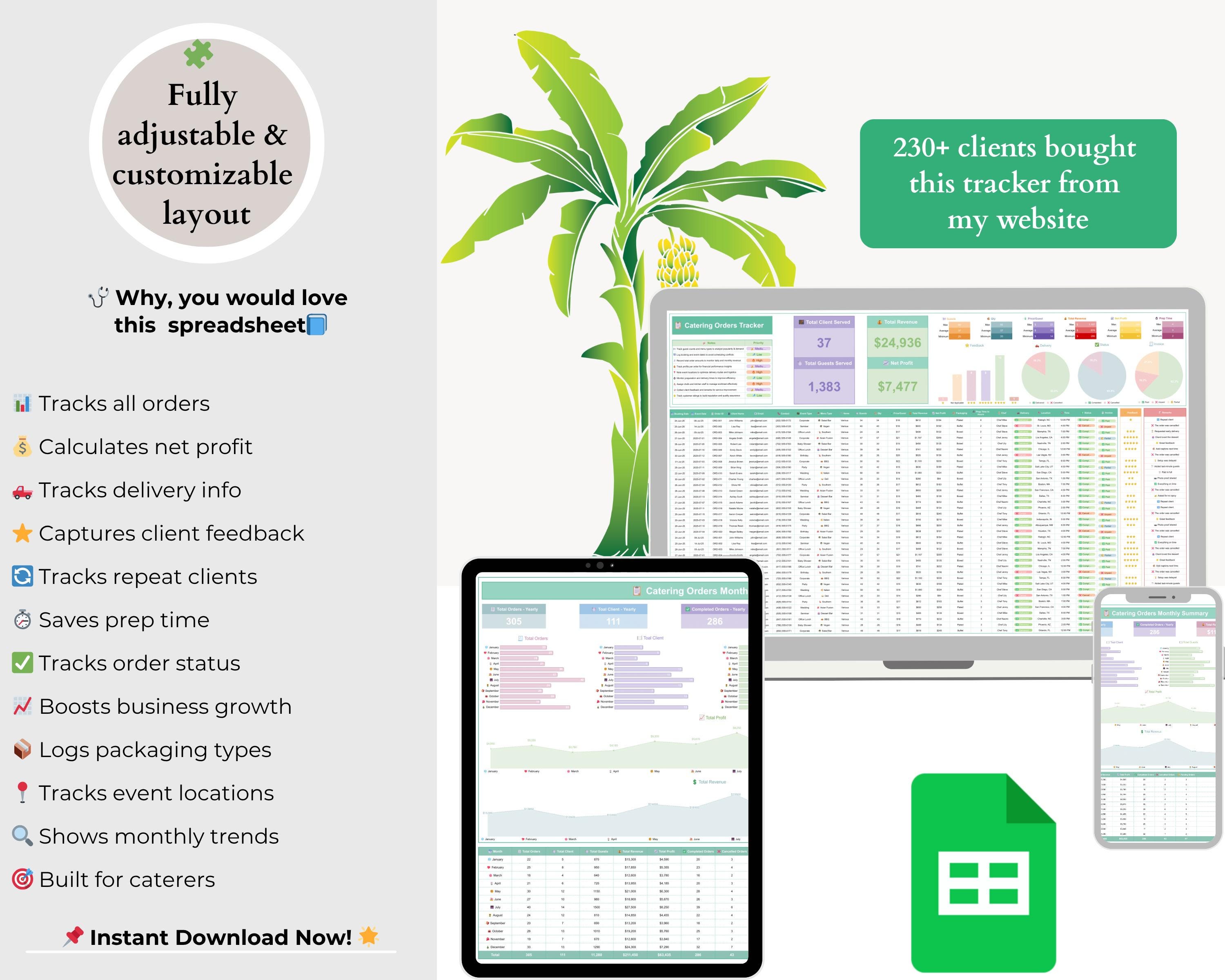 Catering Spreadsheet - Catering - Catering Planner - Catering Template ...