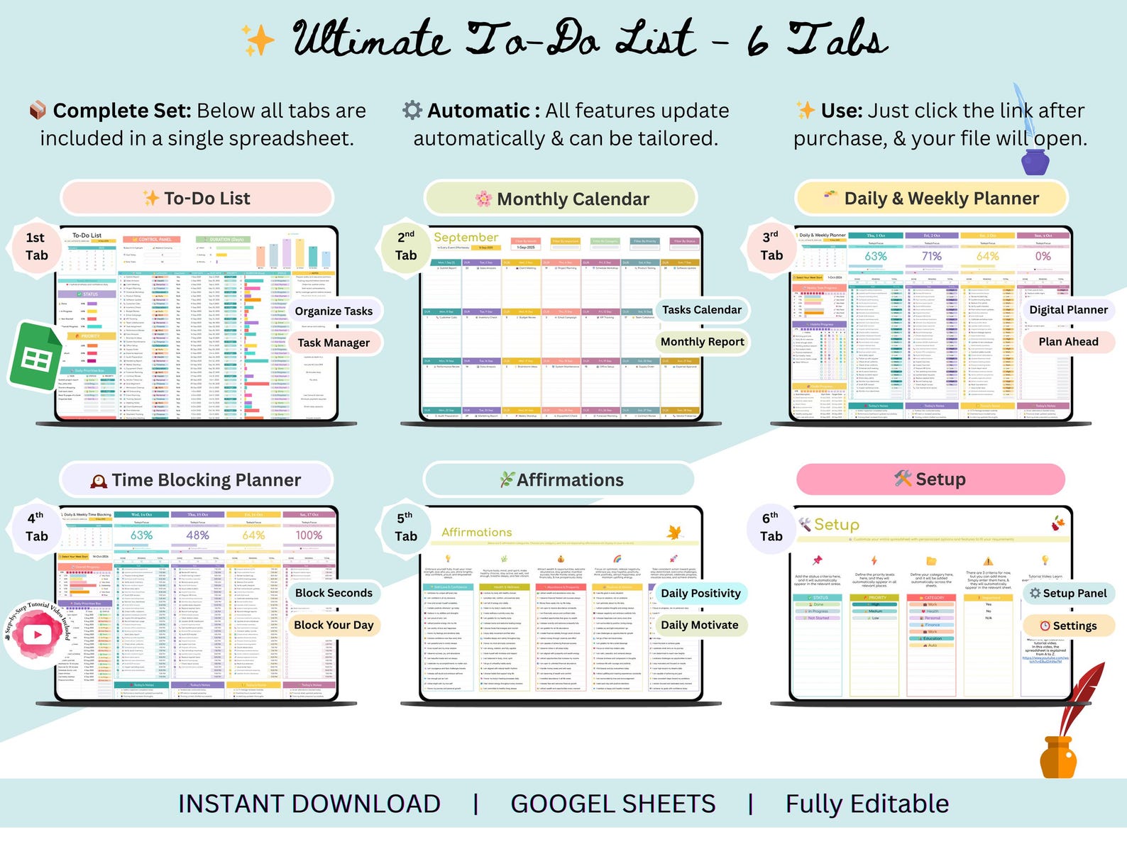 To Do List Daily Planner - to Do List Tracker - to Do List Google ...