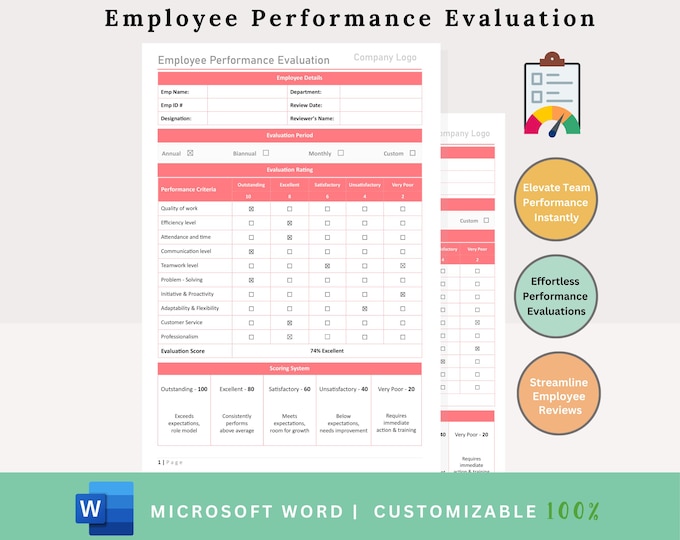 Employee Performance Evaluation Form - Performance Review - Performance ...