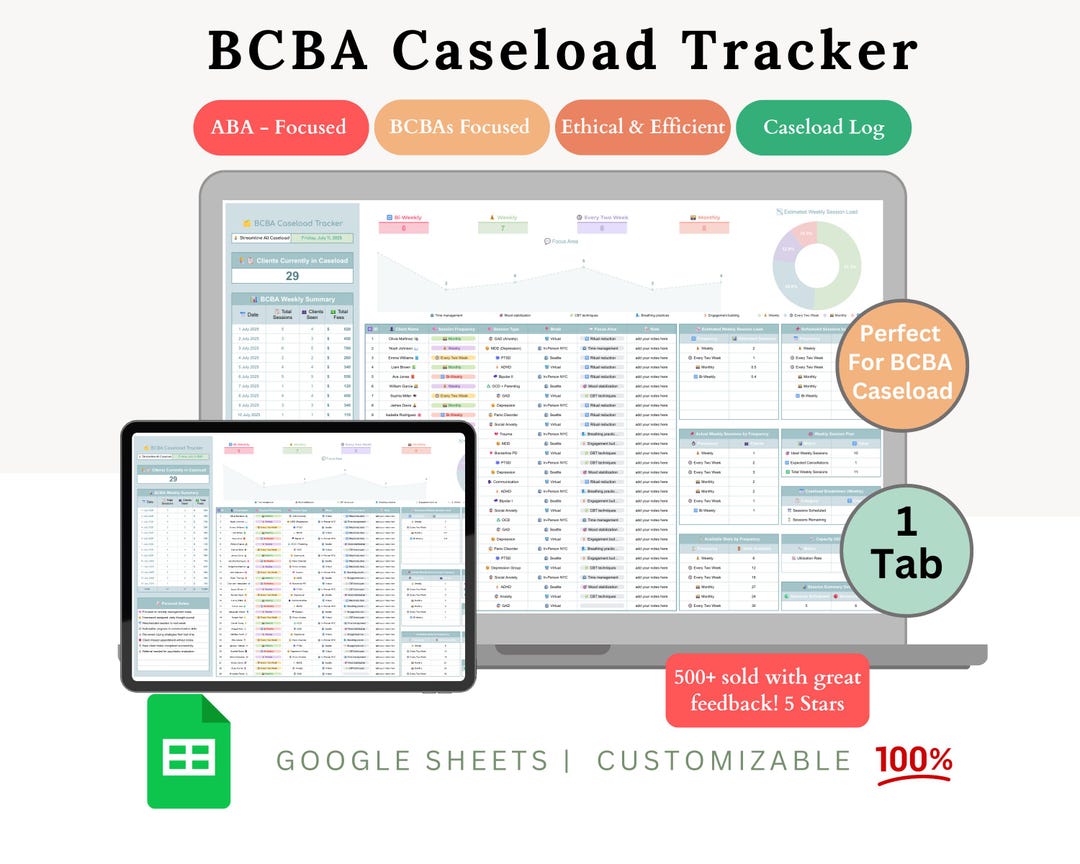 BCBA Caseload Tracker - Caseload Tracker - Bcba Caseload - Caseload ...