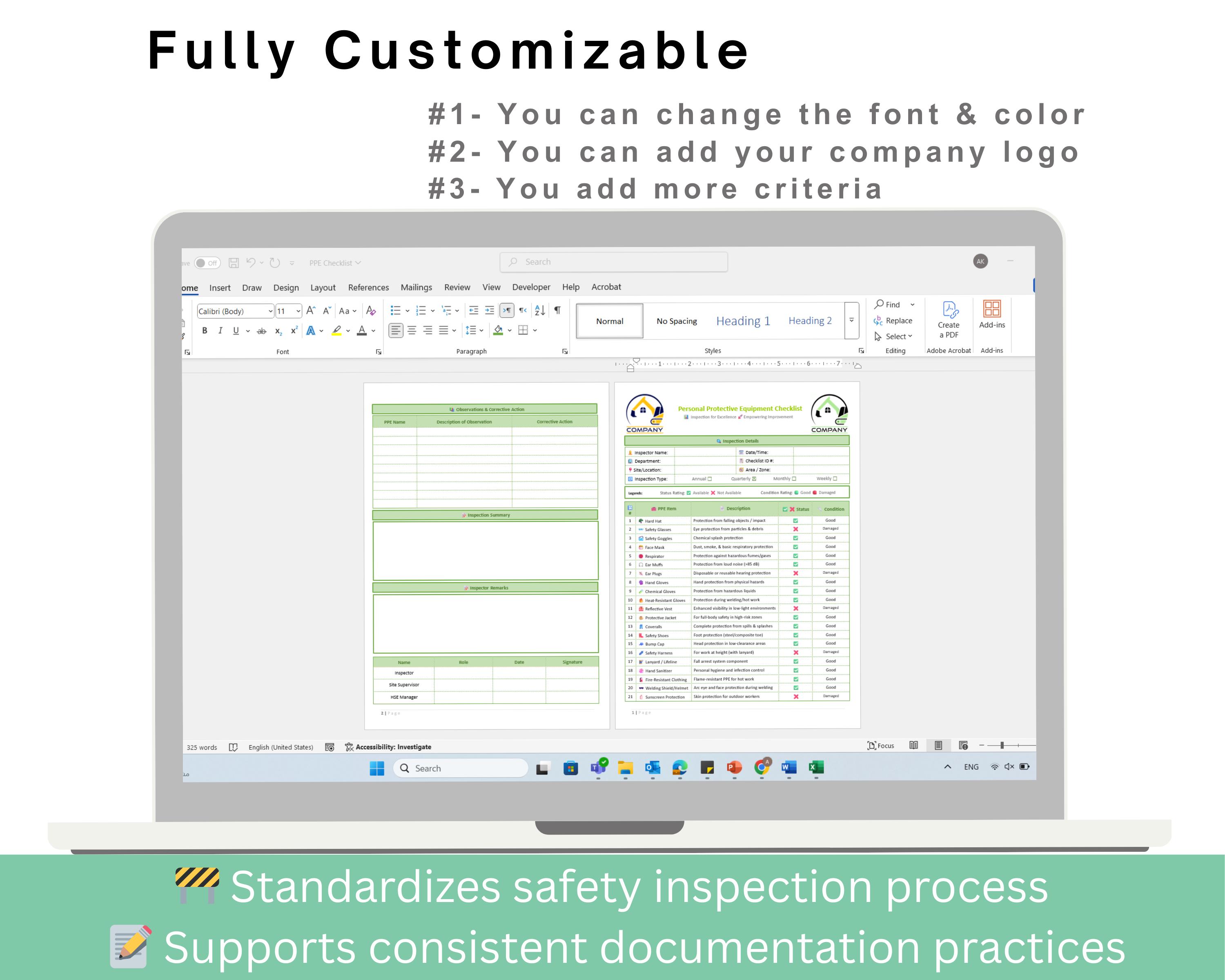 PPE Inspection Checklist - PPE Inspection - Ppe Checklist - Ppe Audit ...