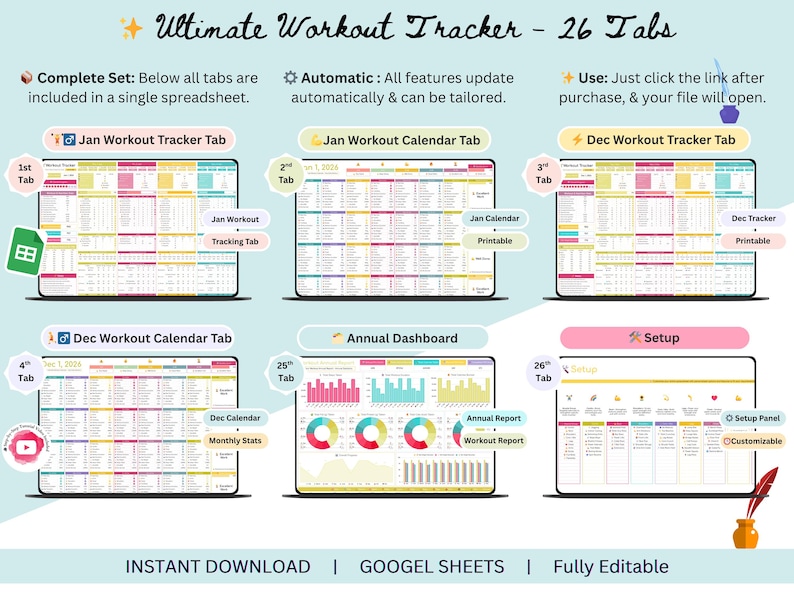 Workout Tracker - Workout Tracker Google Sheet - Workout Template ...