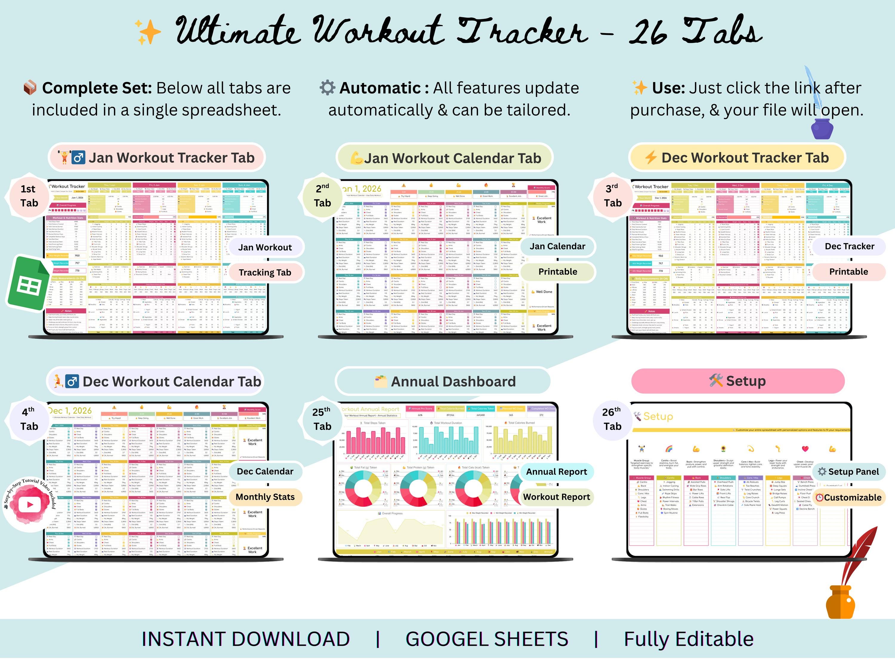 Workout Tracker - Workout Tracker Google Sheet - Workout Template ...