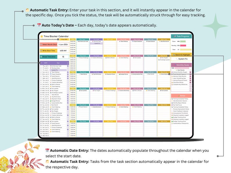 Time Blocking Calendar - Time Blocking Planner - Daily Calendar Time ...