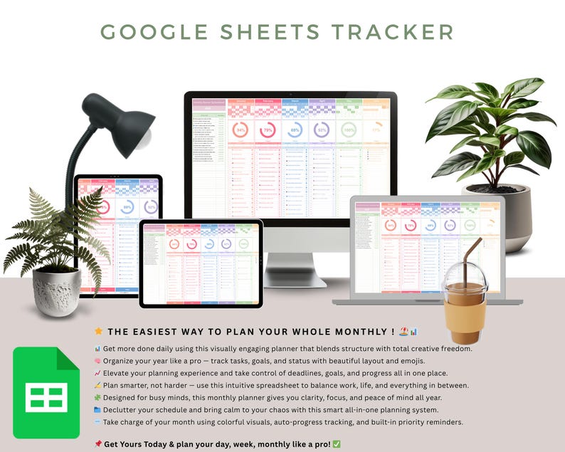 Monthly Planner Spreadsheet - Monthly Planner Google Sheet - Monthly ...