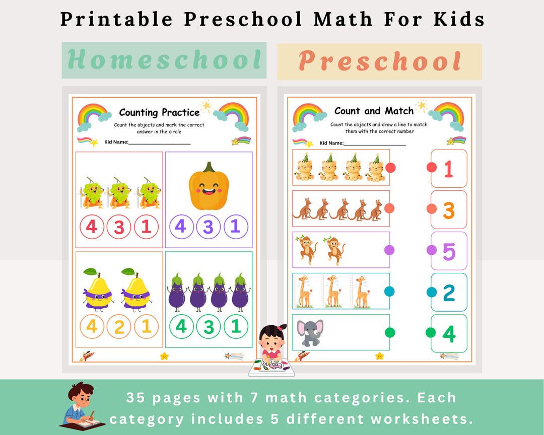 Preschool Math Bundle - Kindergarten Math Worksheets - Preschool Math ...