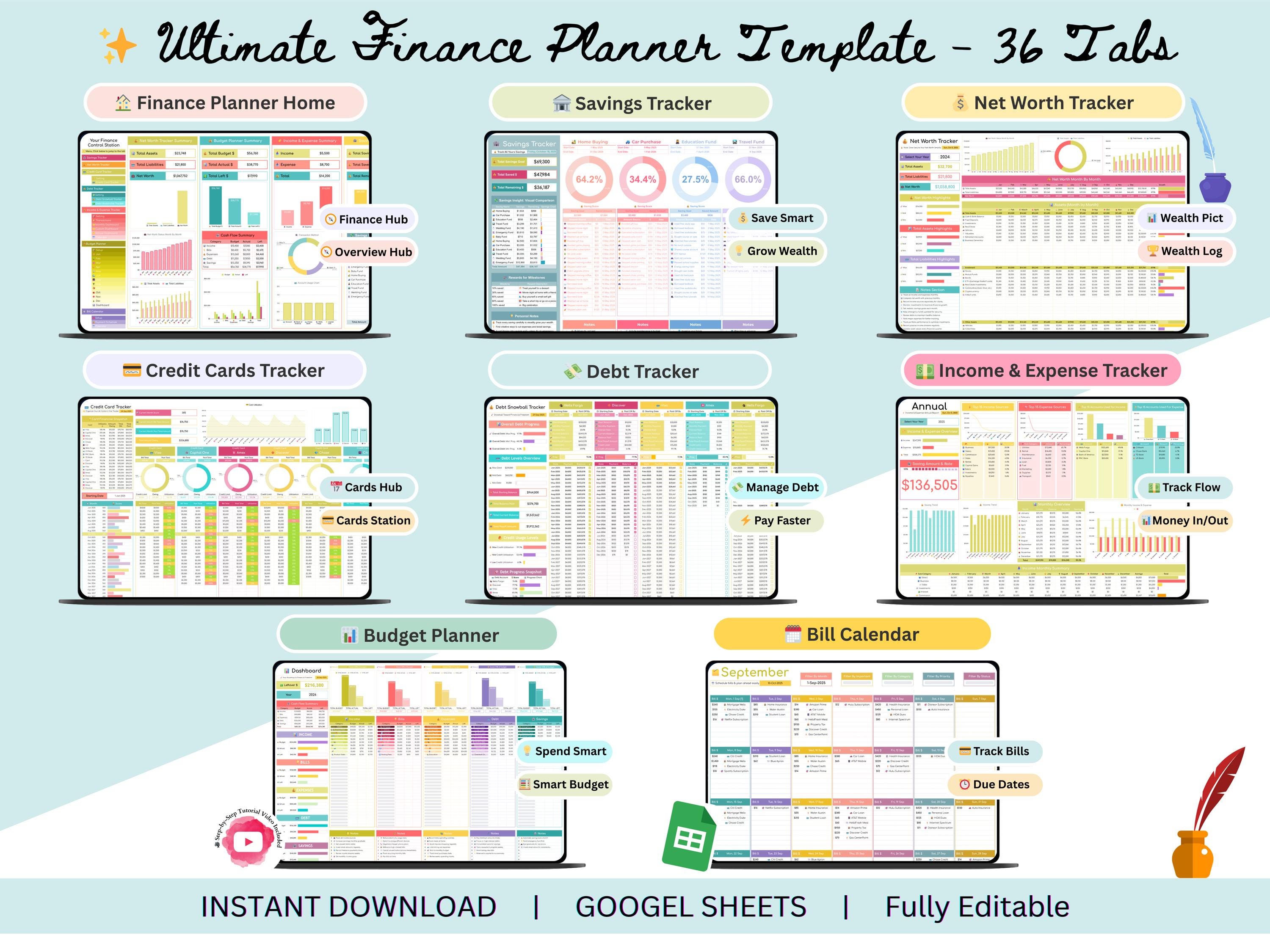 Budget Planner - Digital Budget Planner - Budget Tracker - Savings ...