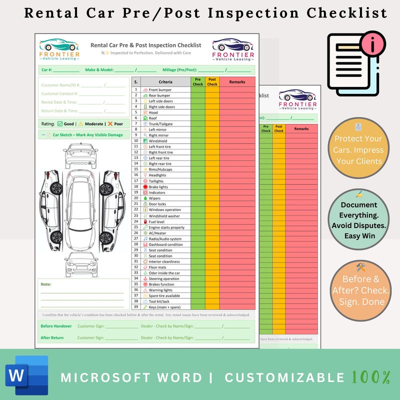 Used Car Inspection Checklist - Etsy