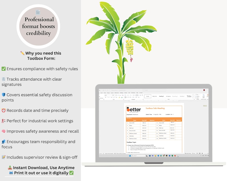 Toolbox Talk Form - Toolbox Talks - Safety Talk - Health and Safety ...