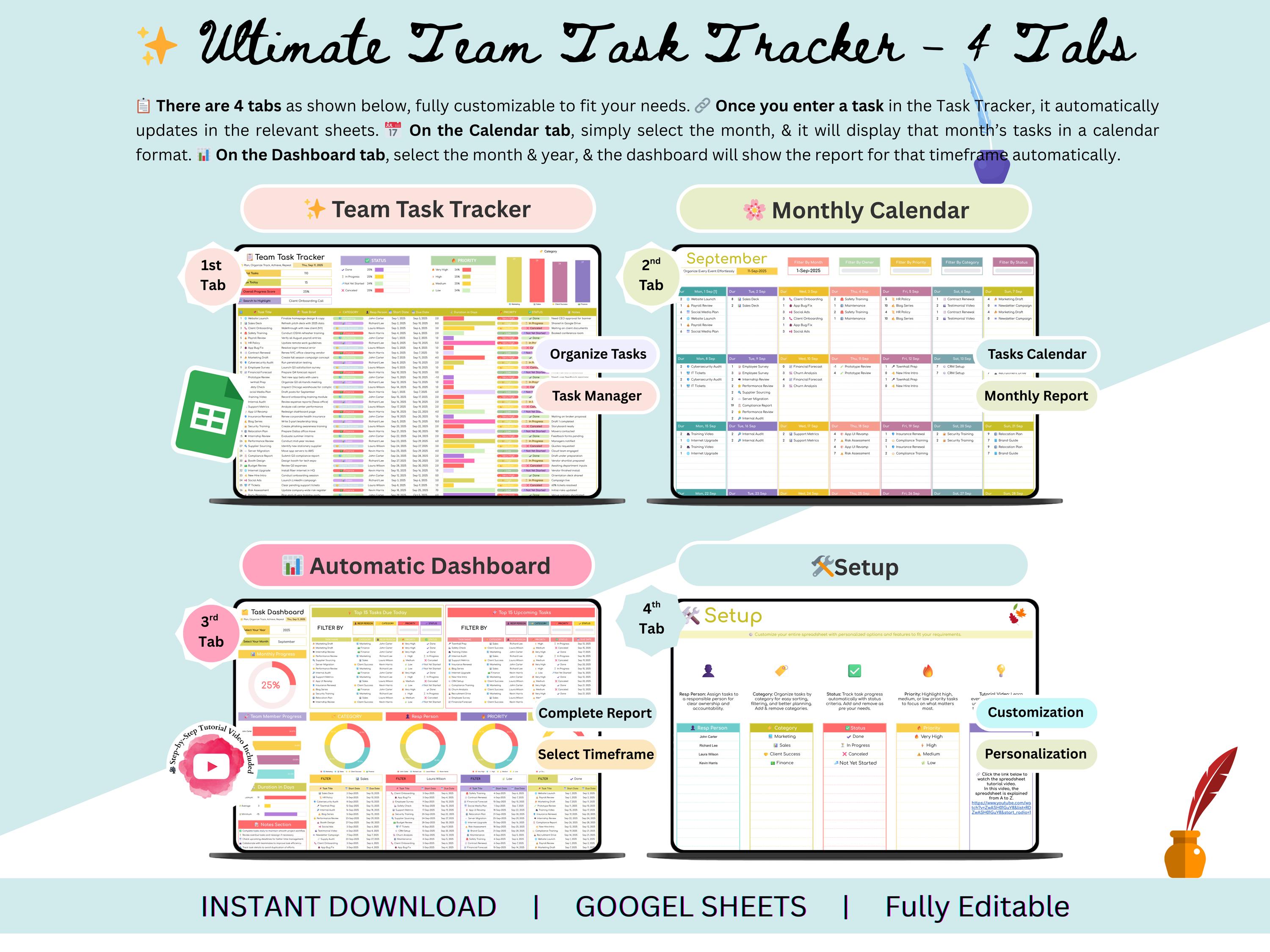 Team Task Tracker - Team Task Tracker Google Sheets - Task Tracker ...