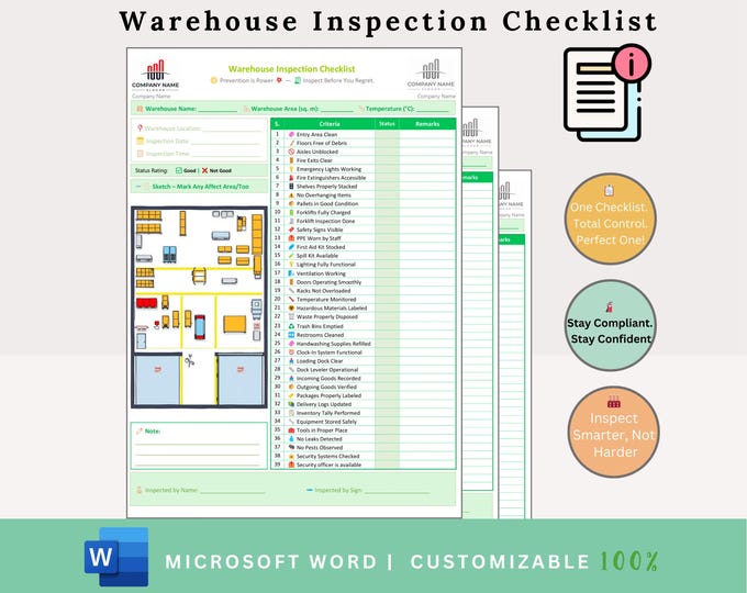 Warehouse Inspection Checklist - Warehouse Checklist - Warehouse Safety ...