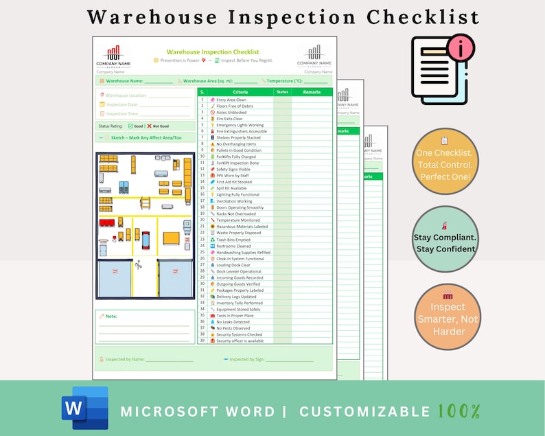 Warehouse Inspection Checklist - Warehouse Checklist - Warehouse Safety ...