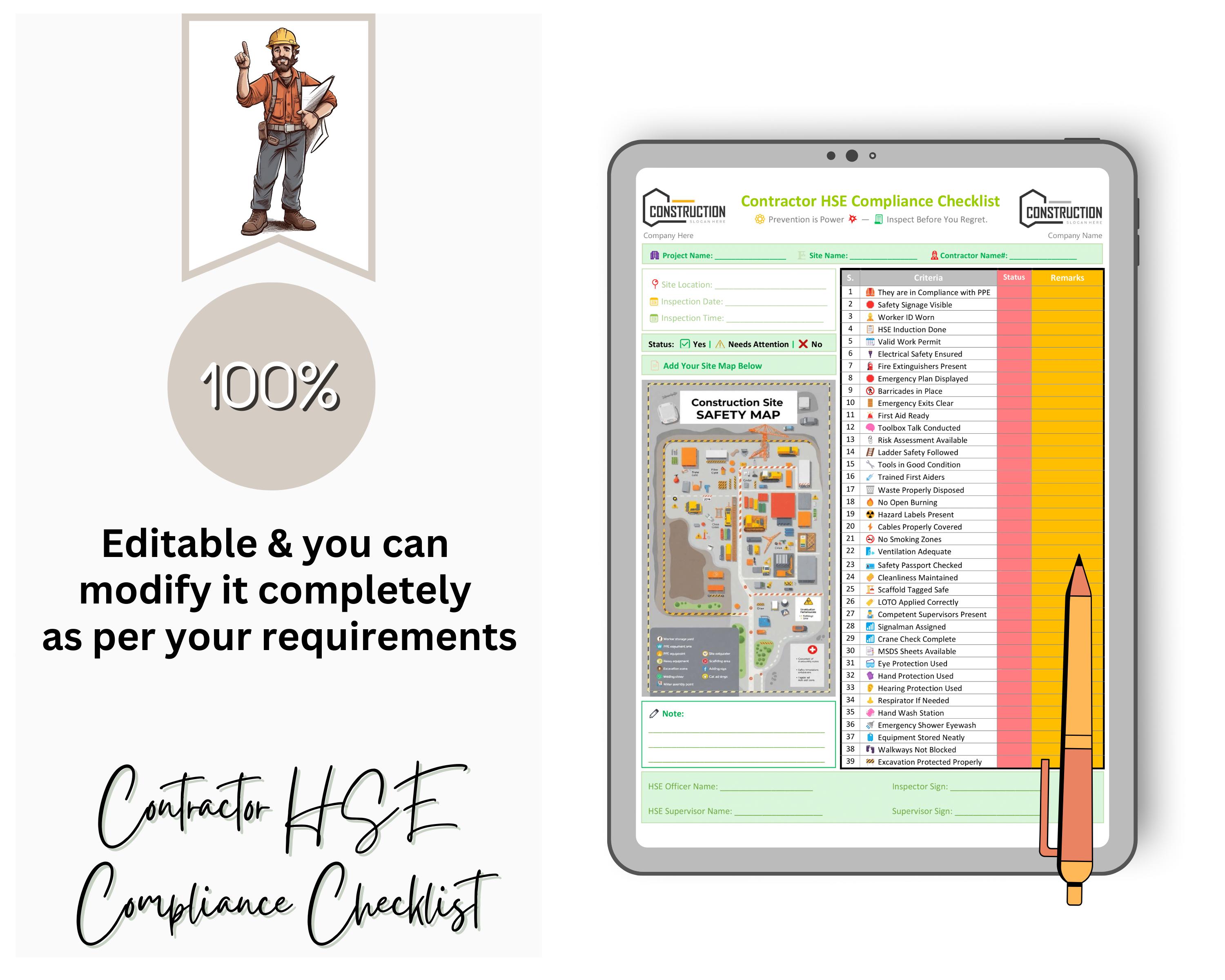 Contractor HSE Compliance Checklist - Safety Compliance - Health and ...