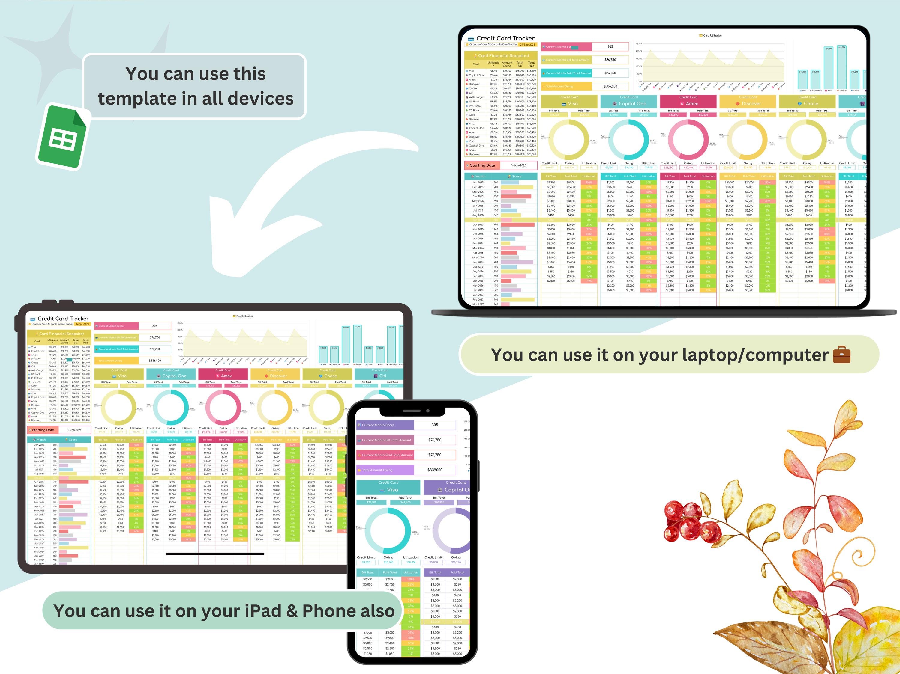 Credit Cards Tracker - Credit Score Tracker - Credit Card Utilization ...