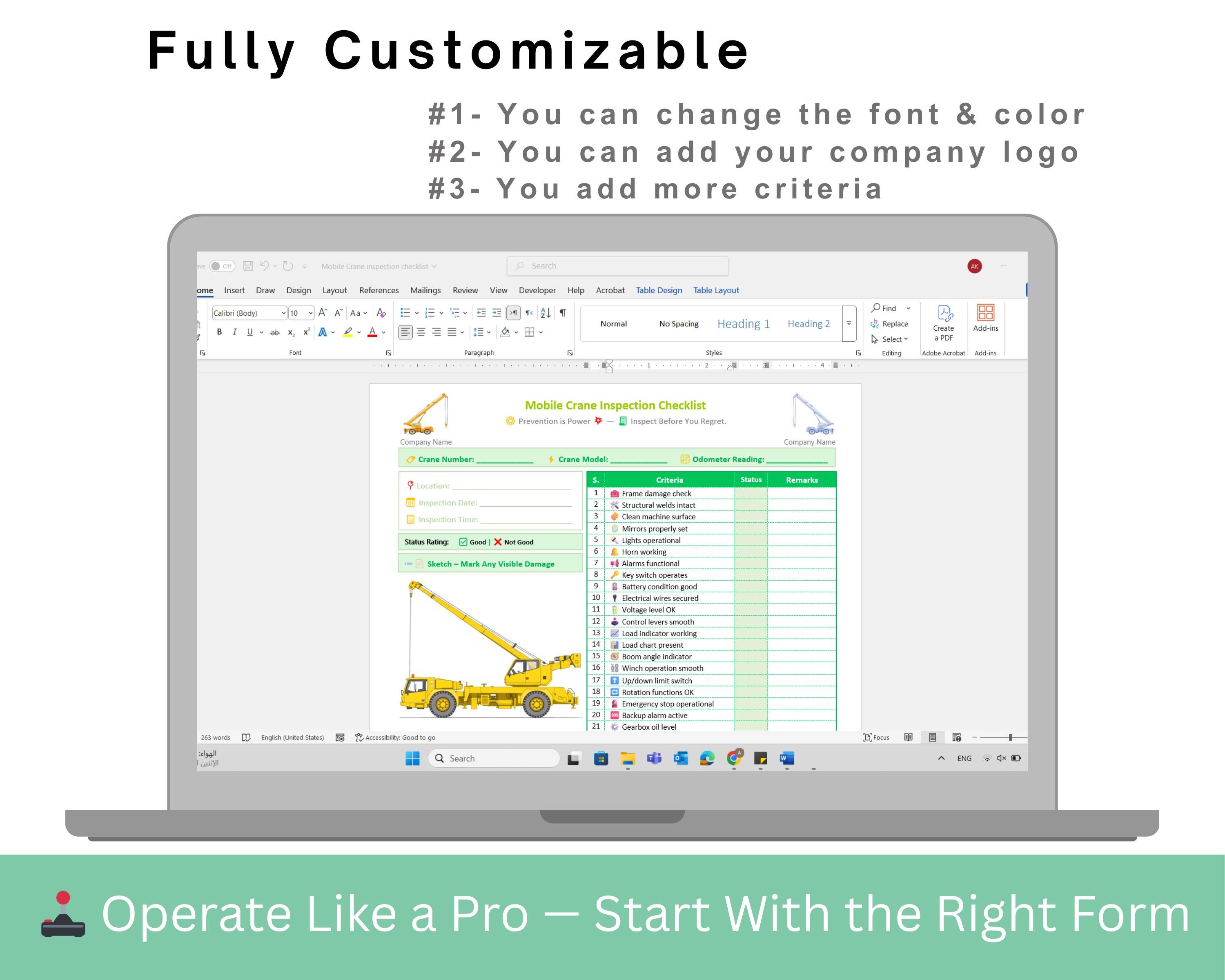 Mobile Crane Inspection Checklist - Mobile Crane Templates ...