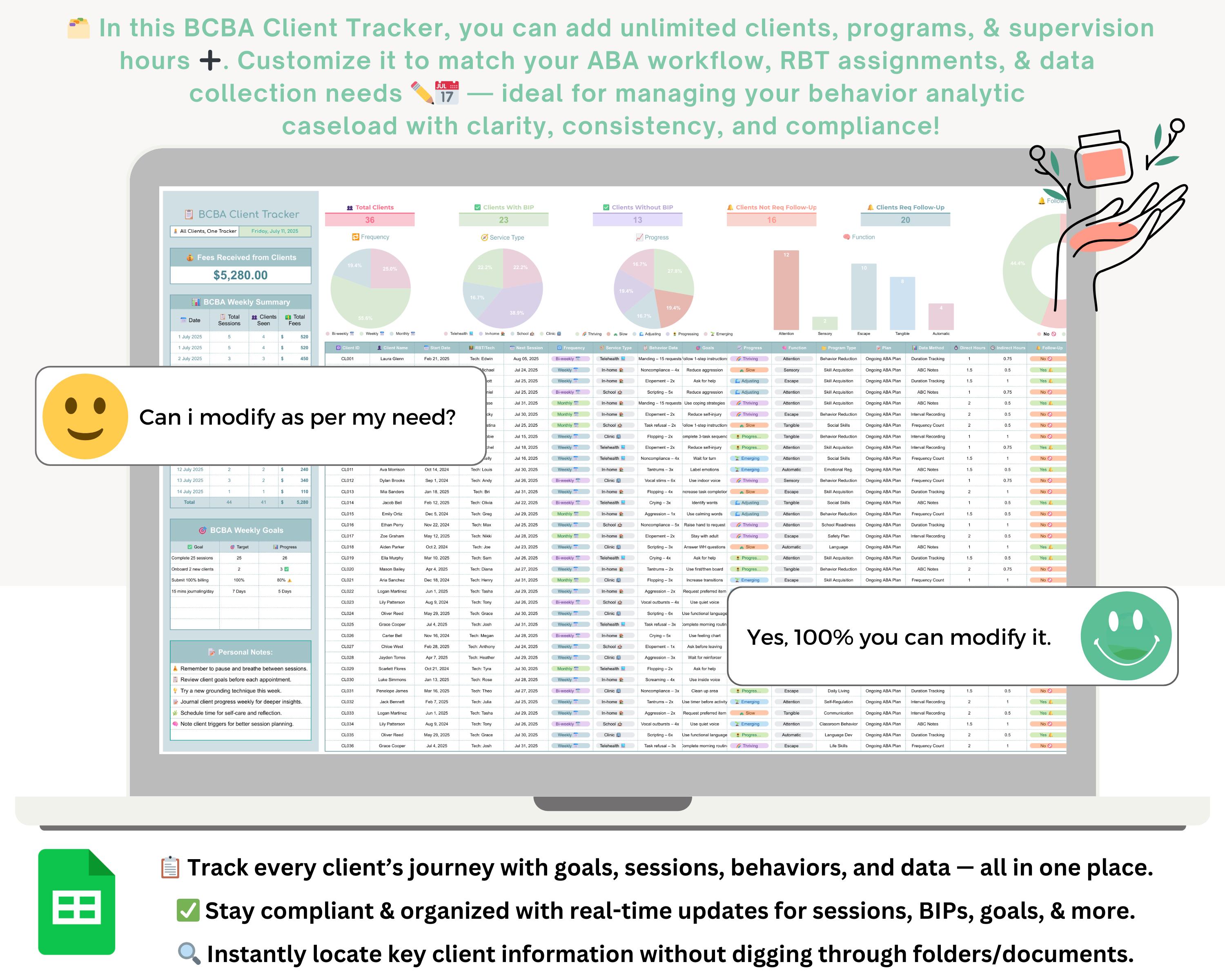 BCBA Client Tracker - Bcba Tracker - Aba Planner - Bcba Resources ...