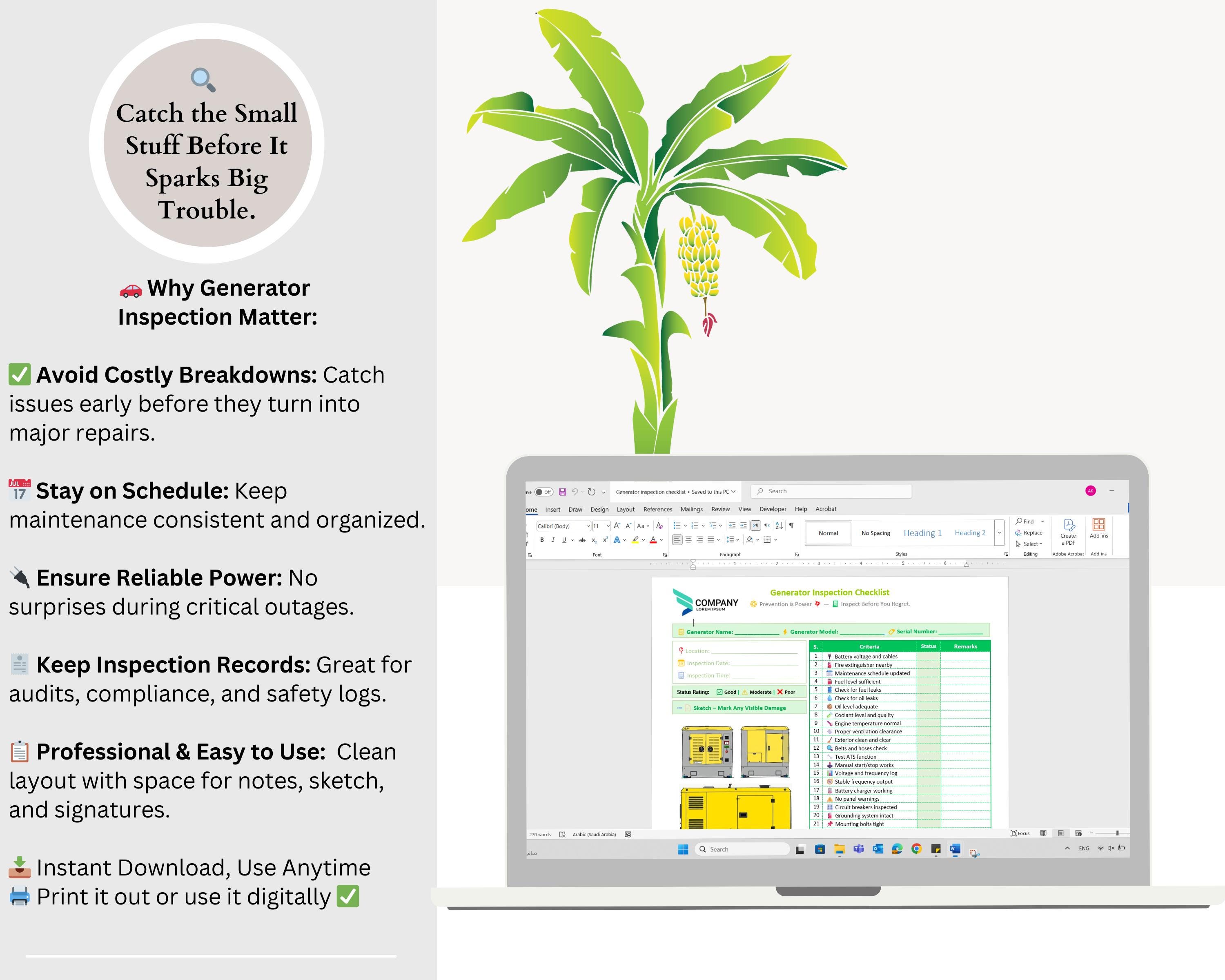 Generator Inspection Checklist - Generator Checklist - Power Generator ...