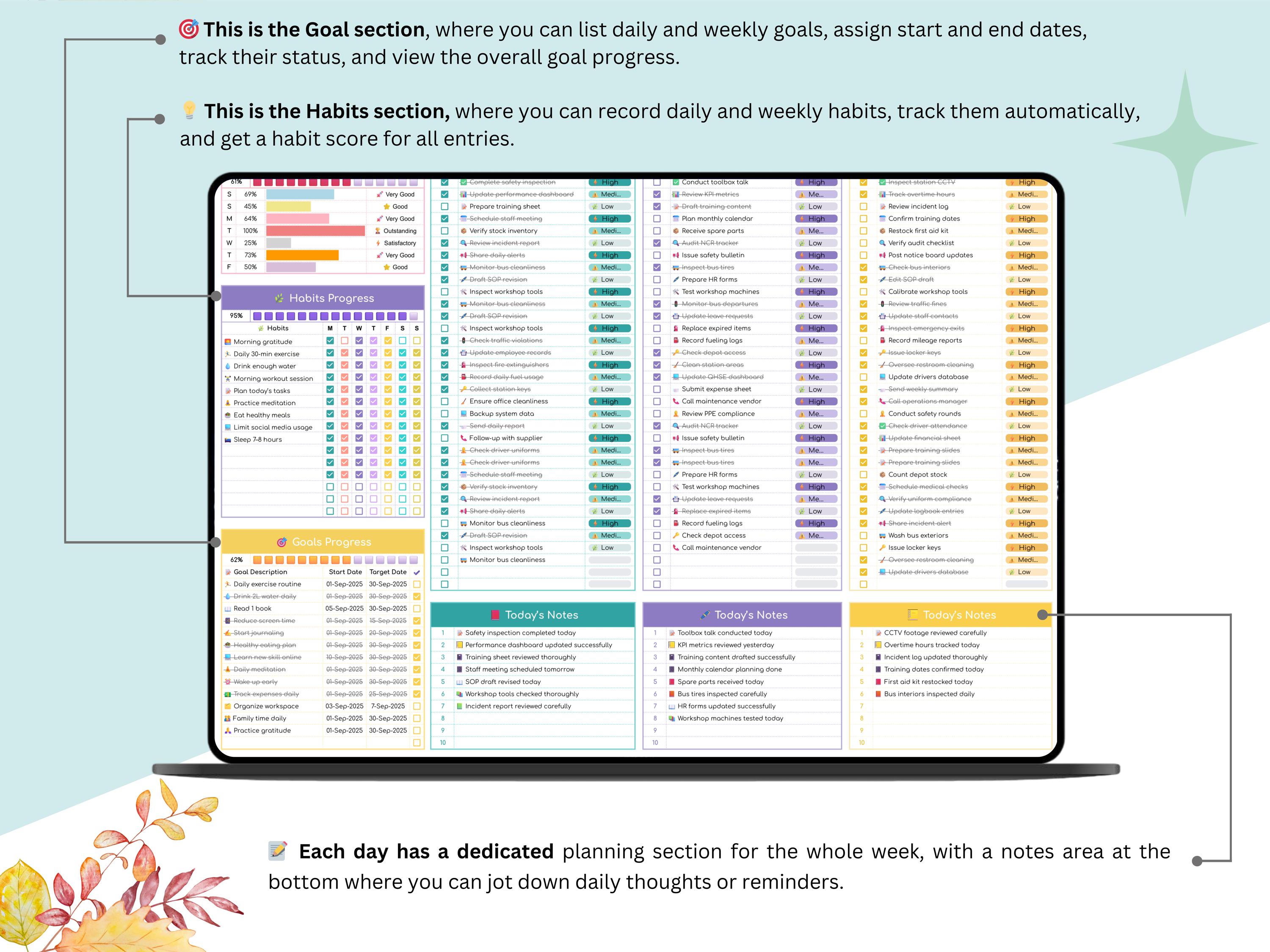 Daily Planner Google Sheets - Weekly Planner Digital Planner - Daily ...