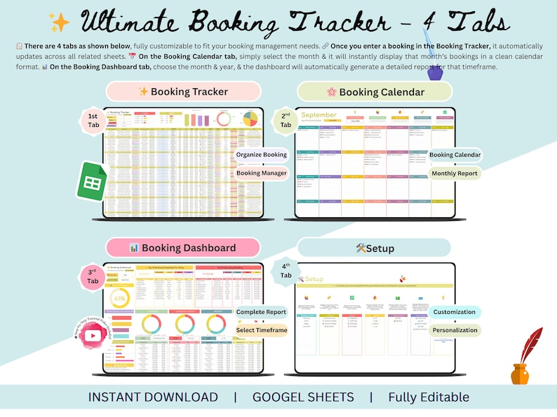 Booking Tracker - Booking Calendar - Appointment Tracker- Scheduling ...