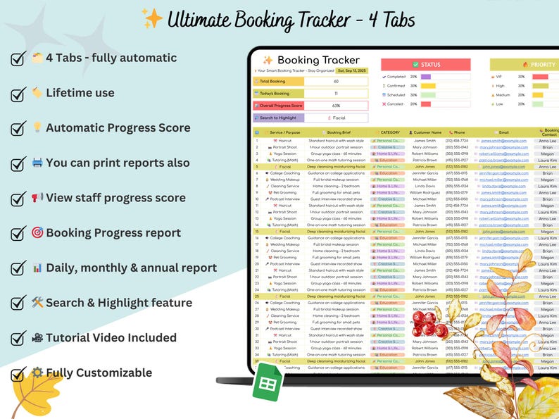 Booking Tracker - Booking Calendar - Appointment Tracker- Scheduling ...